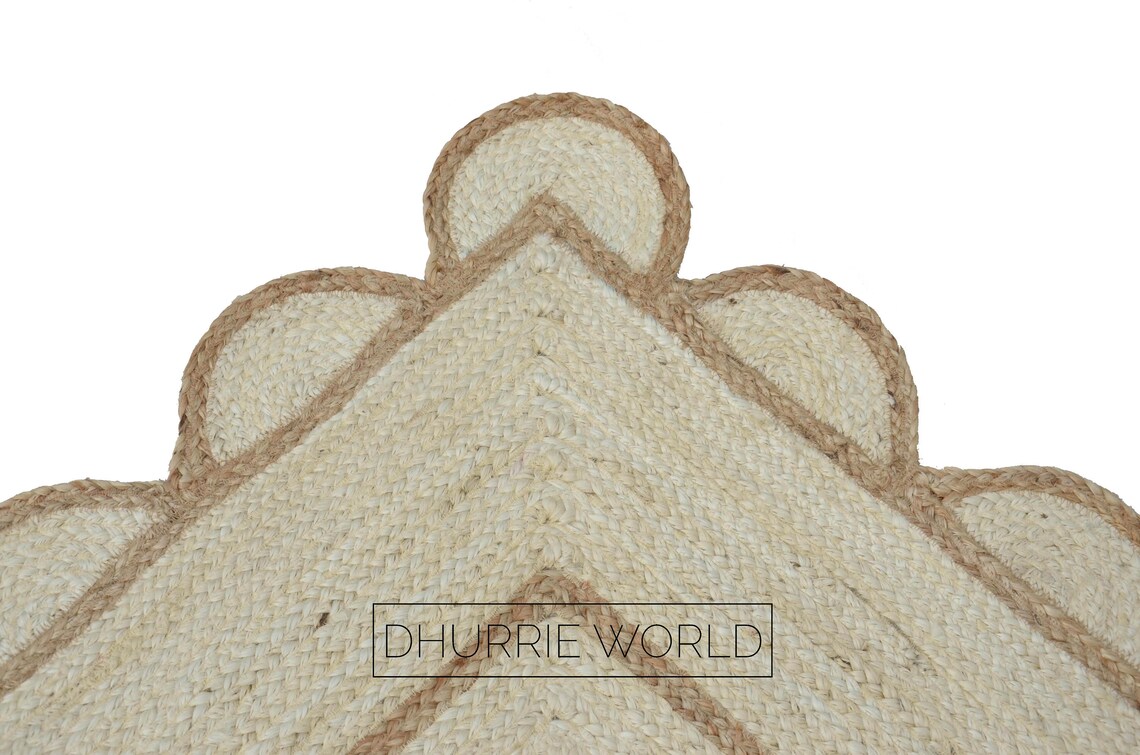 Off White Scalloped Jute Rug Scallop Rug Natural Jute Rug - Etsy