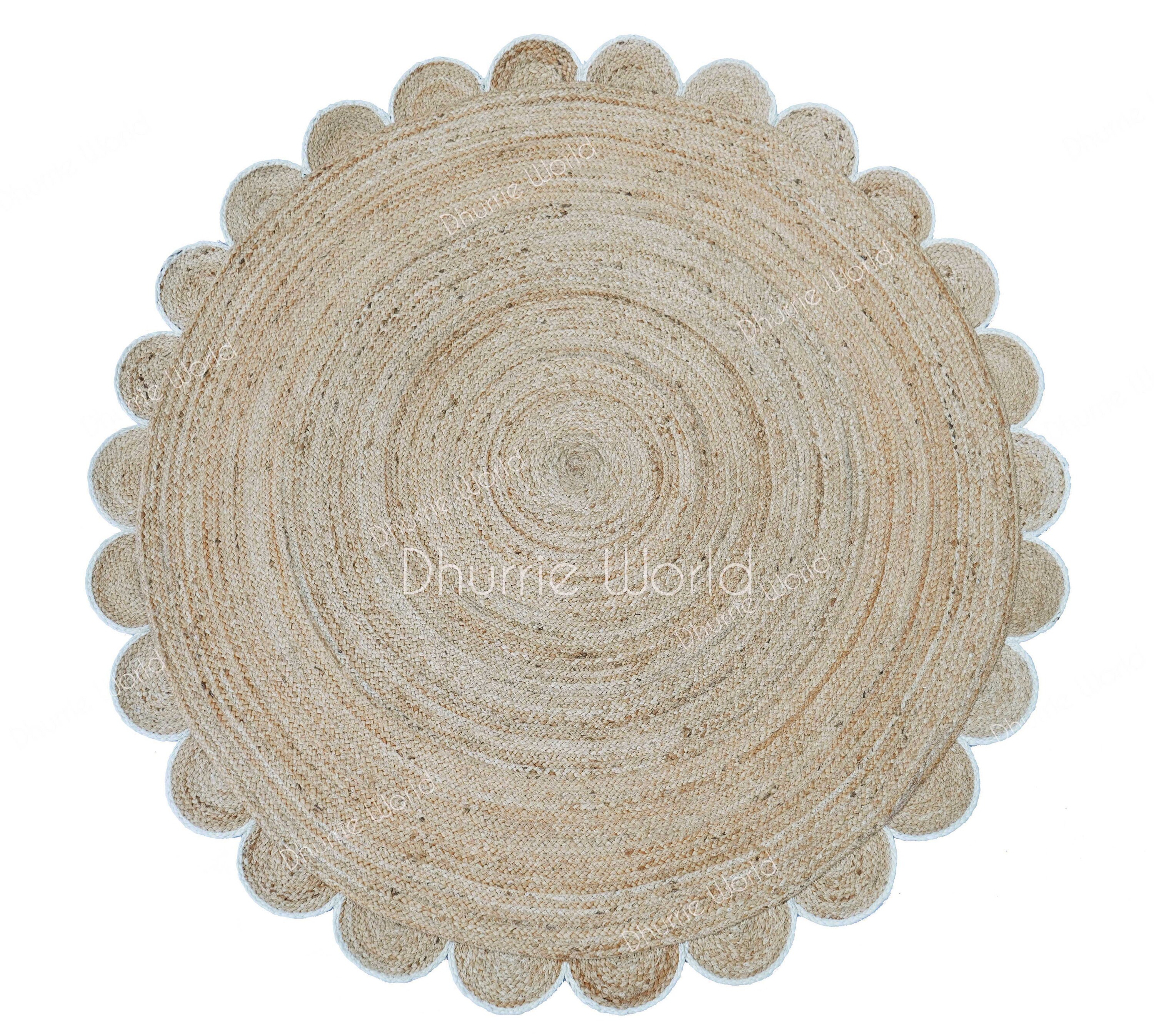 Natural Jute Scallop Round Rug Eco Friendly Scalloped Edge - Etsy