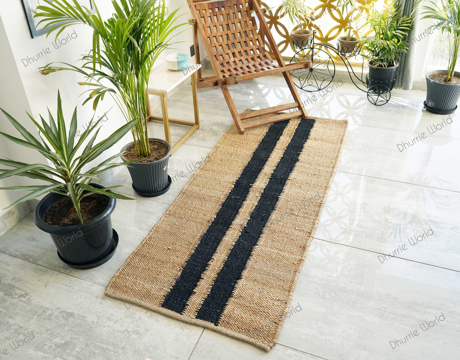 Jute Hallway Runner, Boho Natural Jute Runner Rug, Bohemian Jute Rug ...