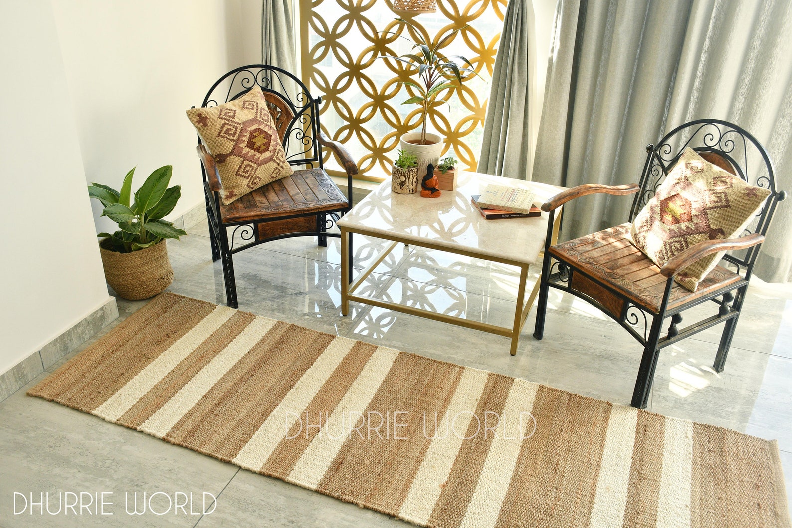 Natural Boho Jute Runner Rug Stripe Area Rug Bohemian Rug - Etsy