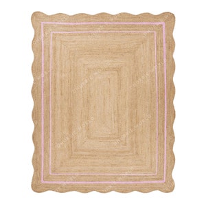Scallop Jute Rug, Natural Jute Wavy Edge Rug, Scalloped Shape Rug ...