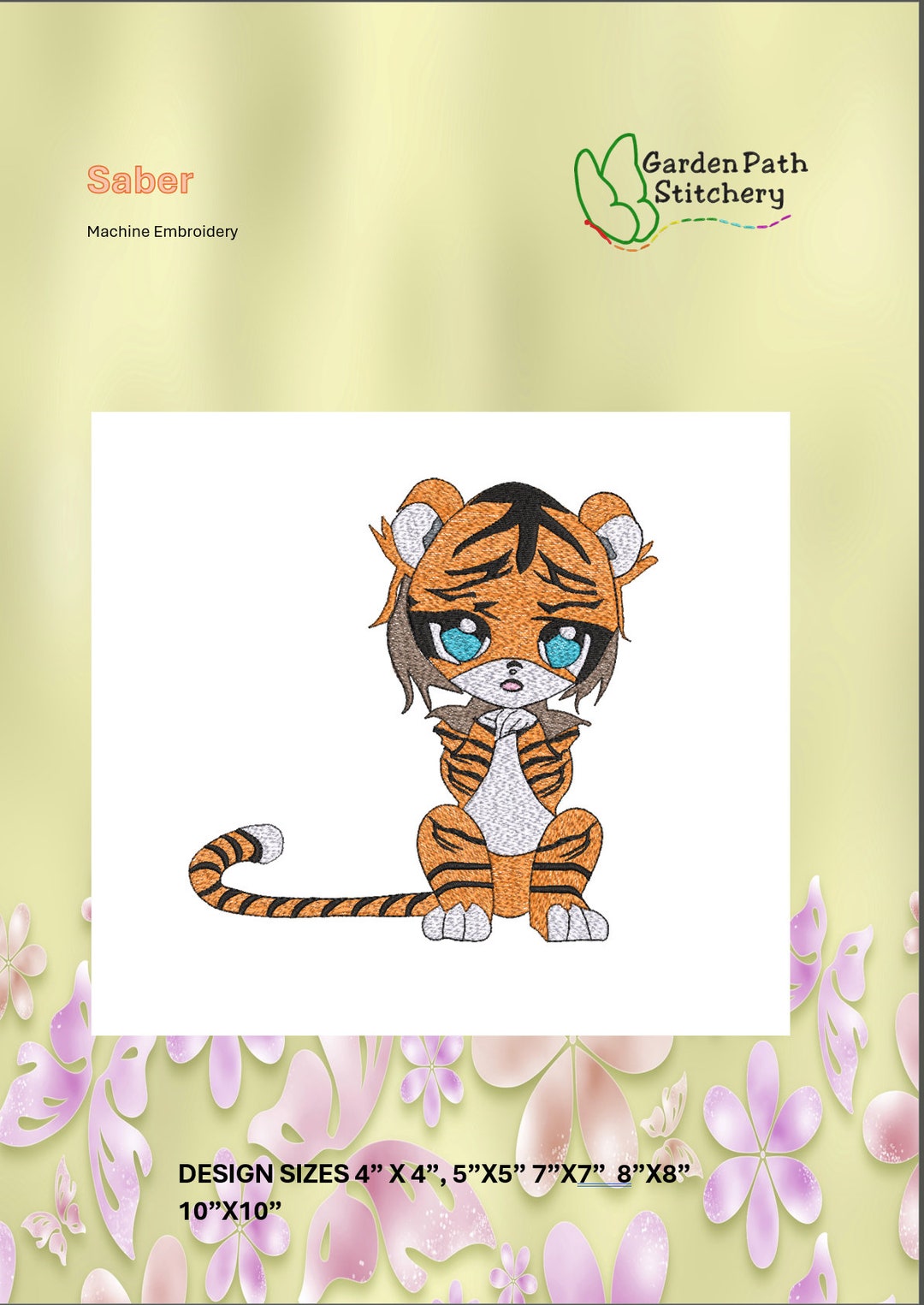 Sad Tiger Cub Embroidery Design, Kids Animal Stitch (digital Download ...