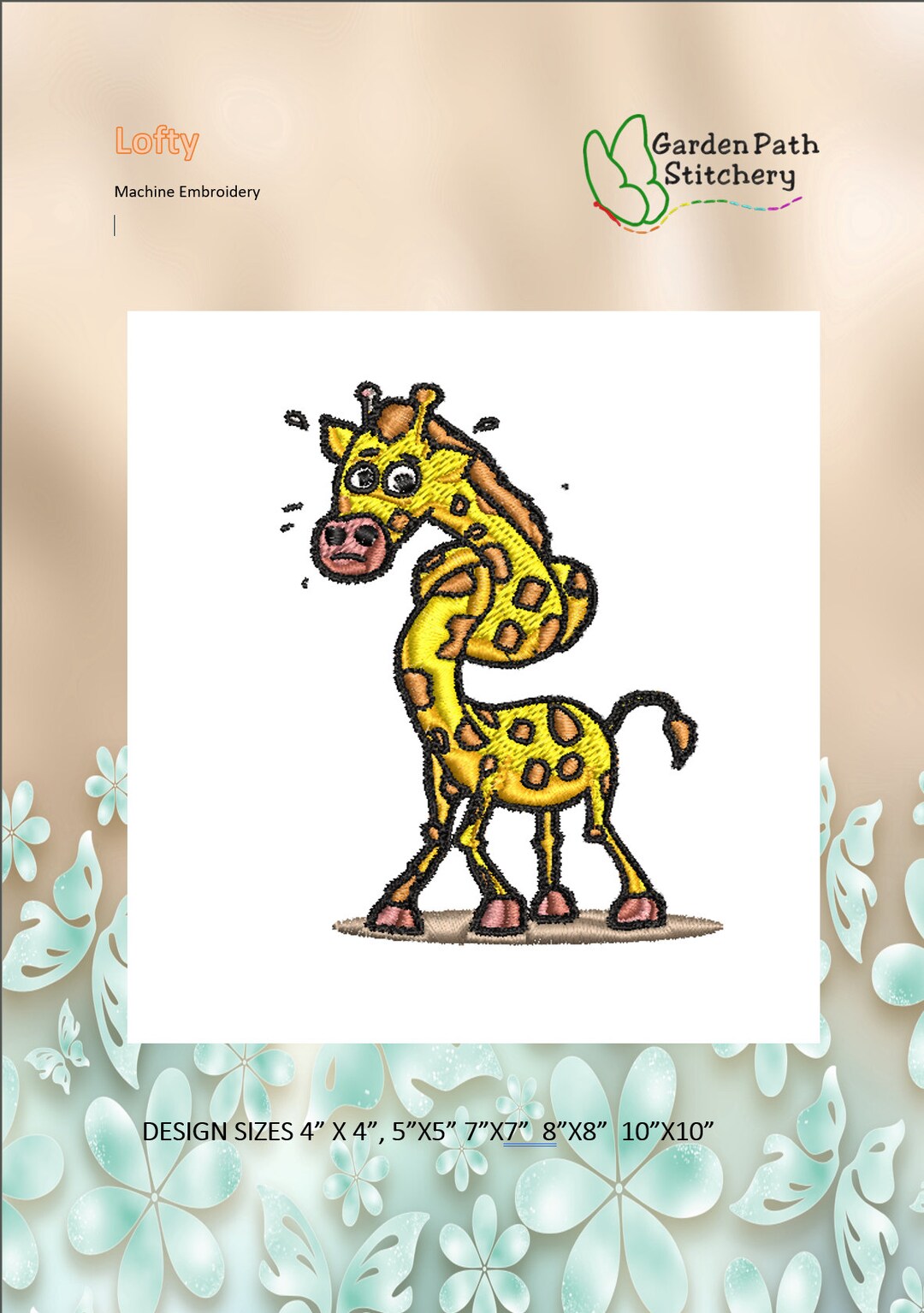 Lofty Cute Giraffe Machine Embroidery - Etsy