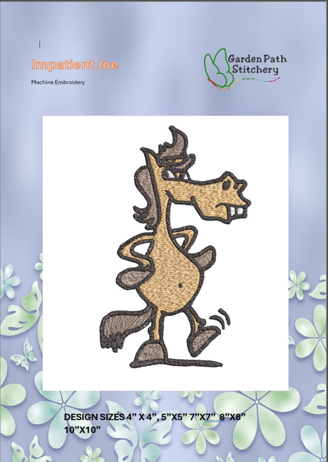 Impatient Joe Machine Embroidery Horse, Horse Machine Embroidery ...