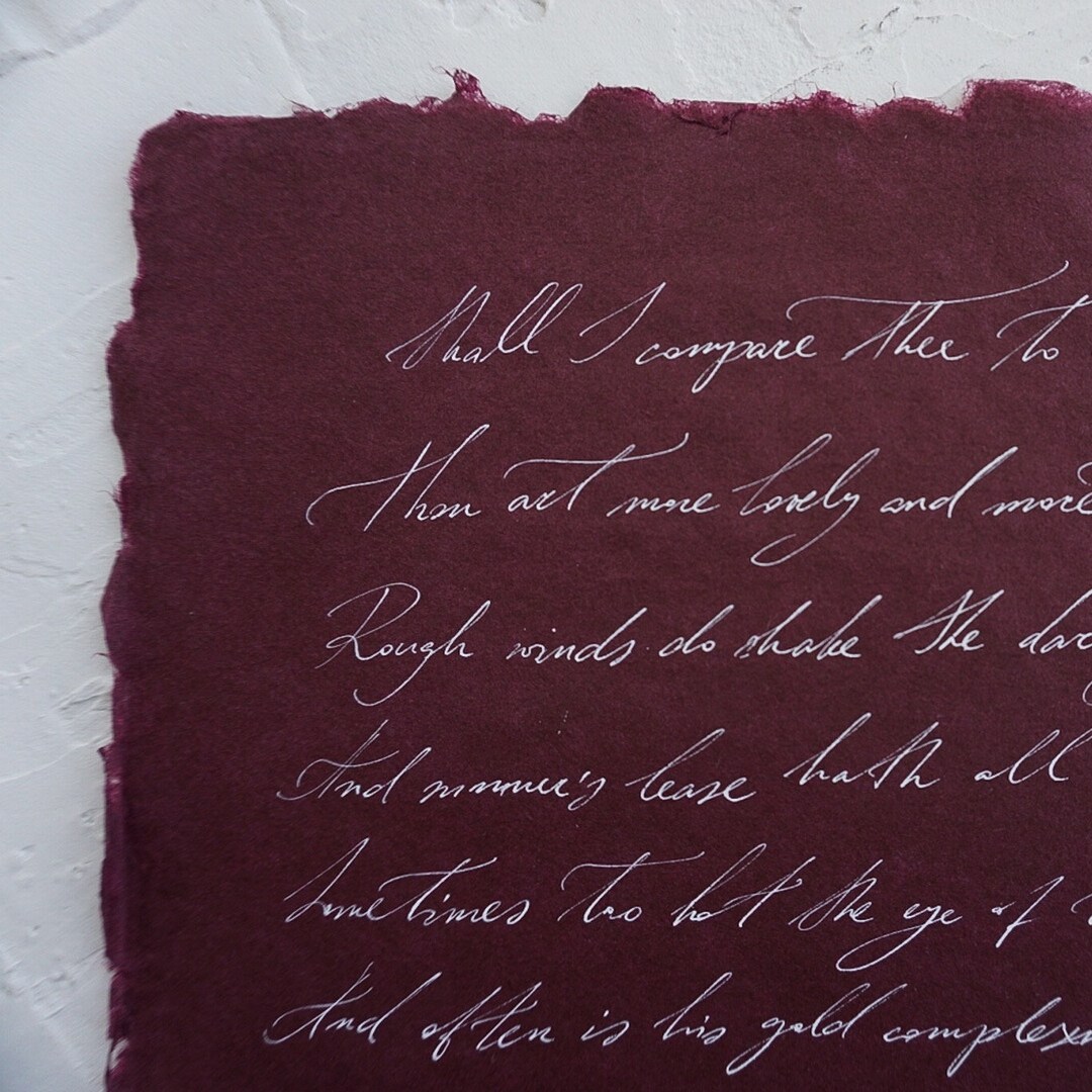 Custom Calligraphy on Limited Stock Handmade Merlot Abaca Paper in ...
