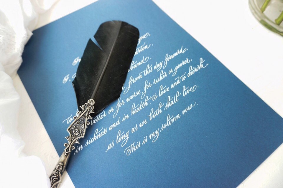 Stylish White on Indigo Blue Custom Calligraphy for Poems, Lyrics ...
