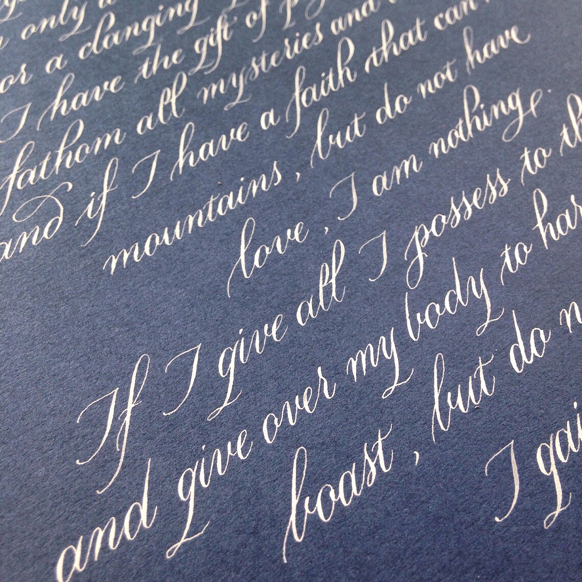 Stylish White on Indigo Blue Custom Calligraphy for Poems - Etsy UK