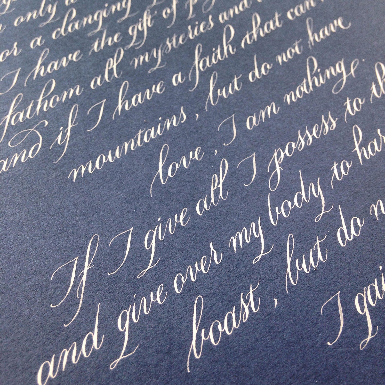 Stylish White on Indigo Blue Custom Calligraphy for Poems | Etsy UK