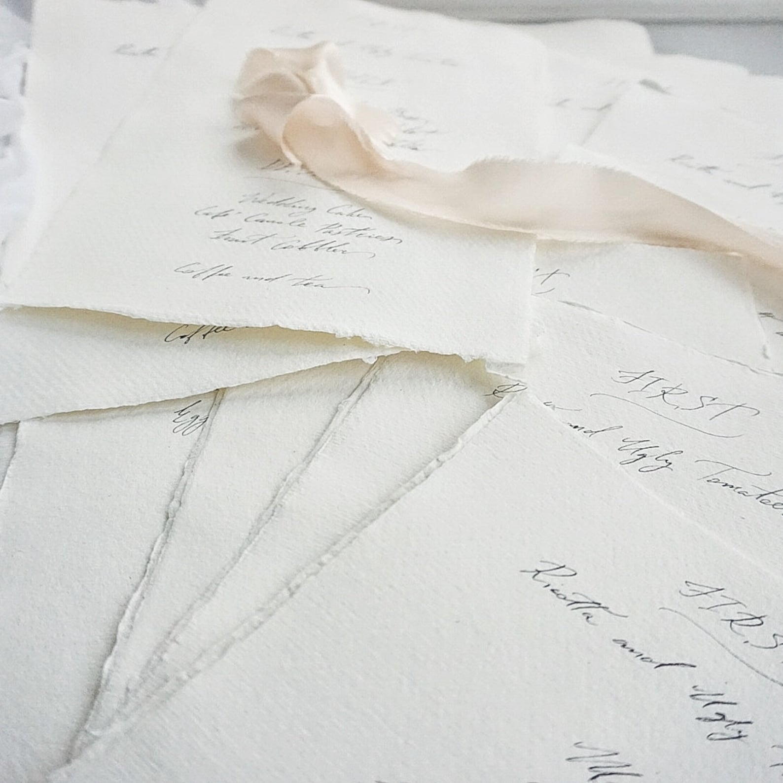 Menu Cards Handwritten in Calligraphy on Handmade Cotton Rag Paper for ...