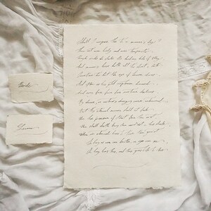 Vintage Handwritten Note - Custom Calligraphy on Handmade Cotton Paper ...