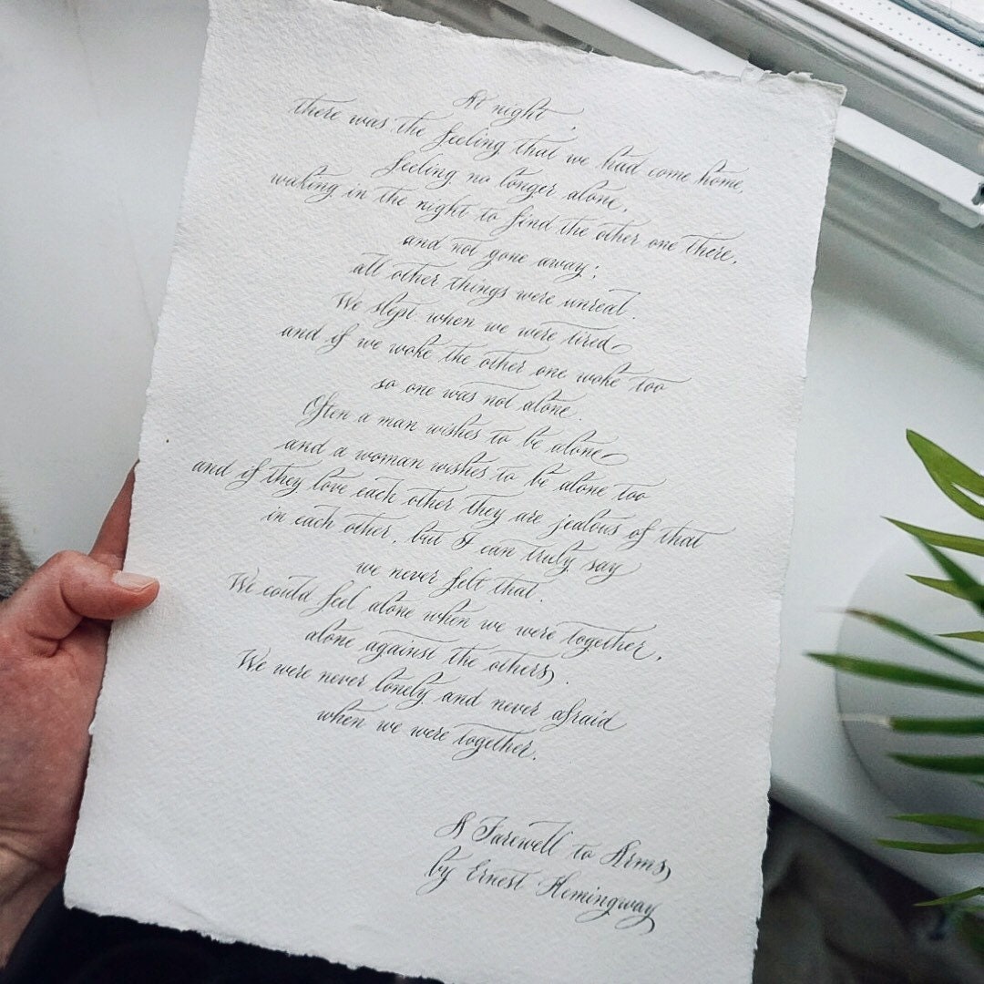 Custom Calligraphy on Handmade Cotton Rag Paper for Wedding - Etsy