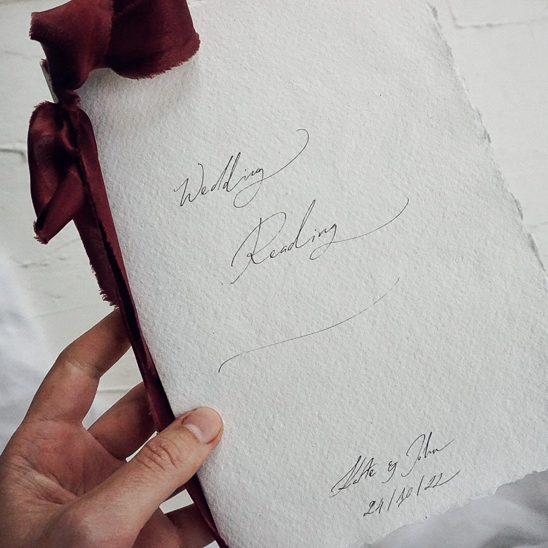 Custom Wedding Reading Booklet on Handmade Cotton Paper With Hand-dyed ...