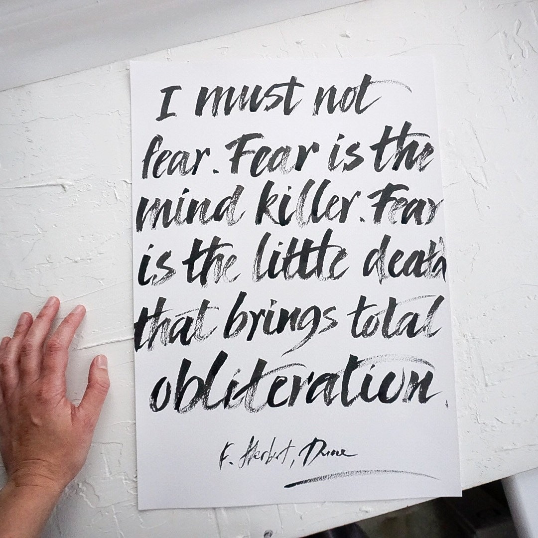 Litany Against Fear From Dune Handwritten in Bold Brush Expressive ...