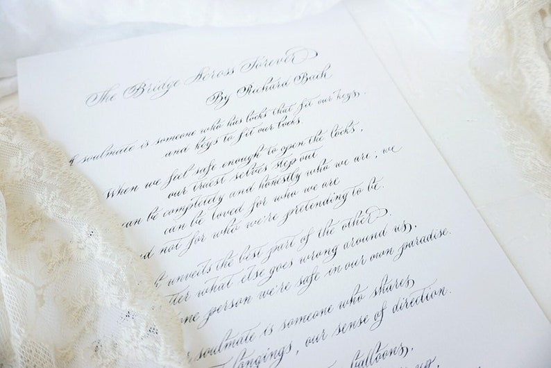Custom Calligraphy for Wedding Vows Quotes Poems Lyrics - Etsy