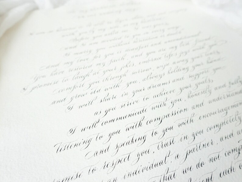 Custom Calligraphy for Wedding Vows Quotes Poems Lyrics - Etsy