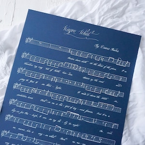 First Dance Wedding Song Handwritten in Calligraphy - Lyrics and Music ...