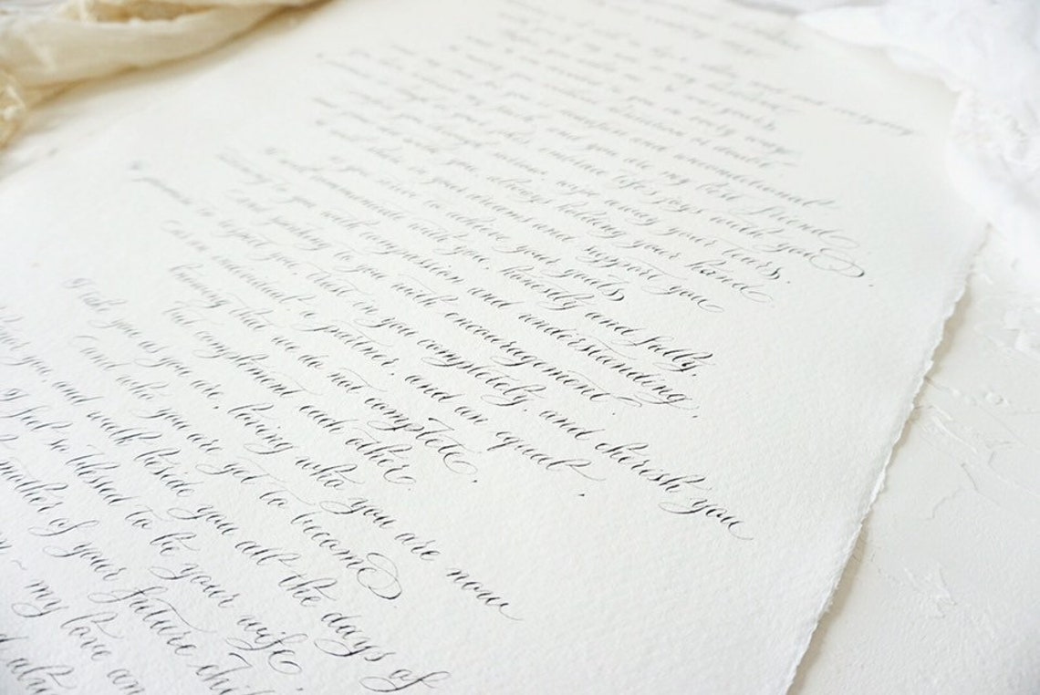 Custom Calligraphy on Handmade Cotton Rag Paper for Wedding - Etsy UK