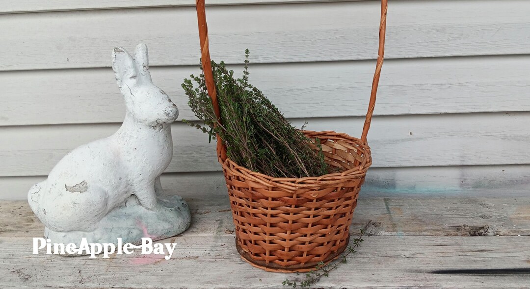 Tall Twisted Handle Woven Wood Slat Basket With Wood Bottom, Spring ...
