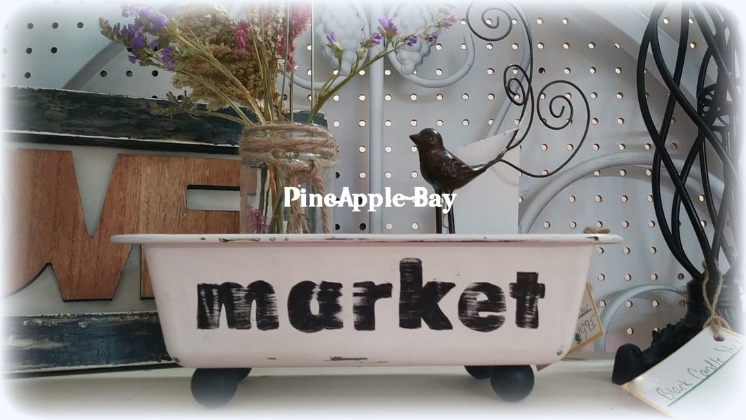 Rustic Market Riser, Farmhouse Kitchen Decor, Decorative Hand Painted ...