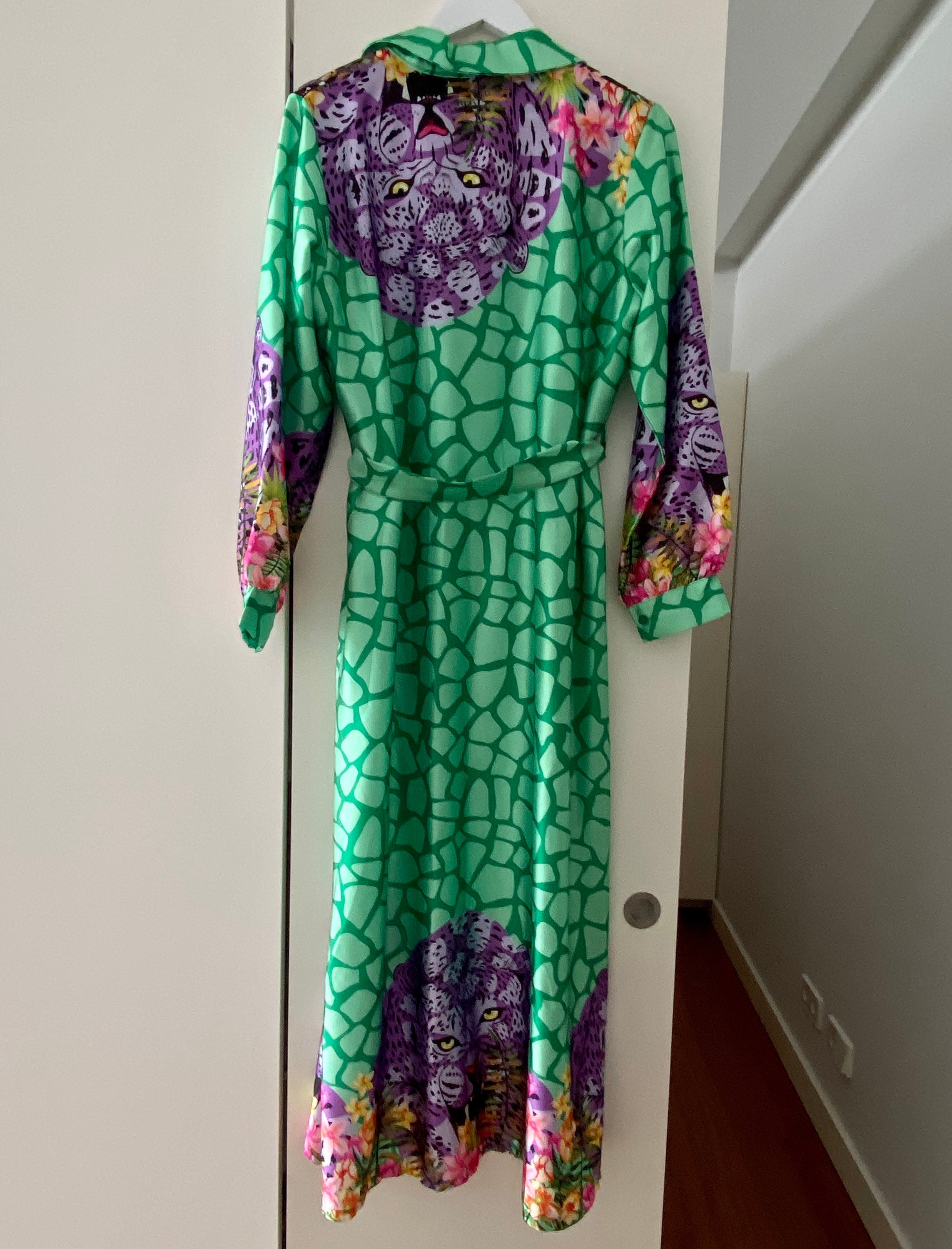 Pantera Maxi Dress Long Shirt Style Green & Purple One Size new W/tags ...