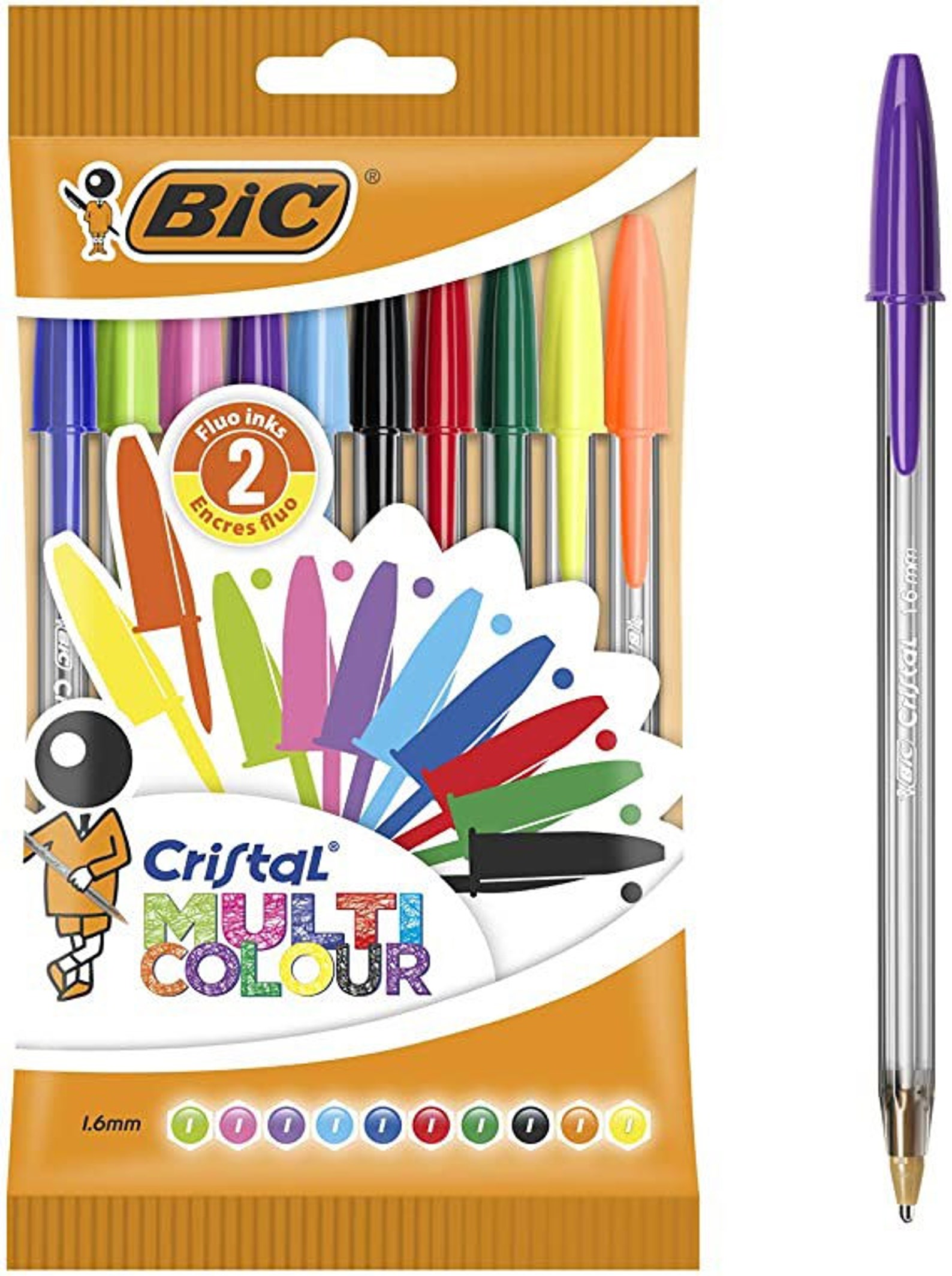 BIC Pack of 10 Pens Multicolour Crystal Ballpoint Pens 1.6mm new - Etsy