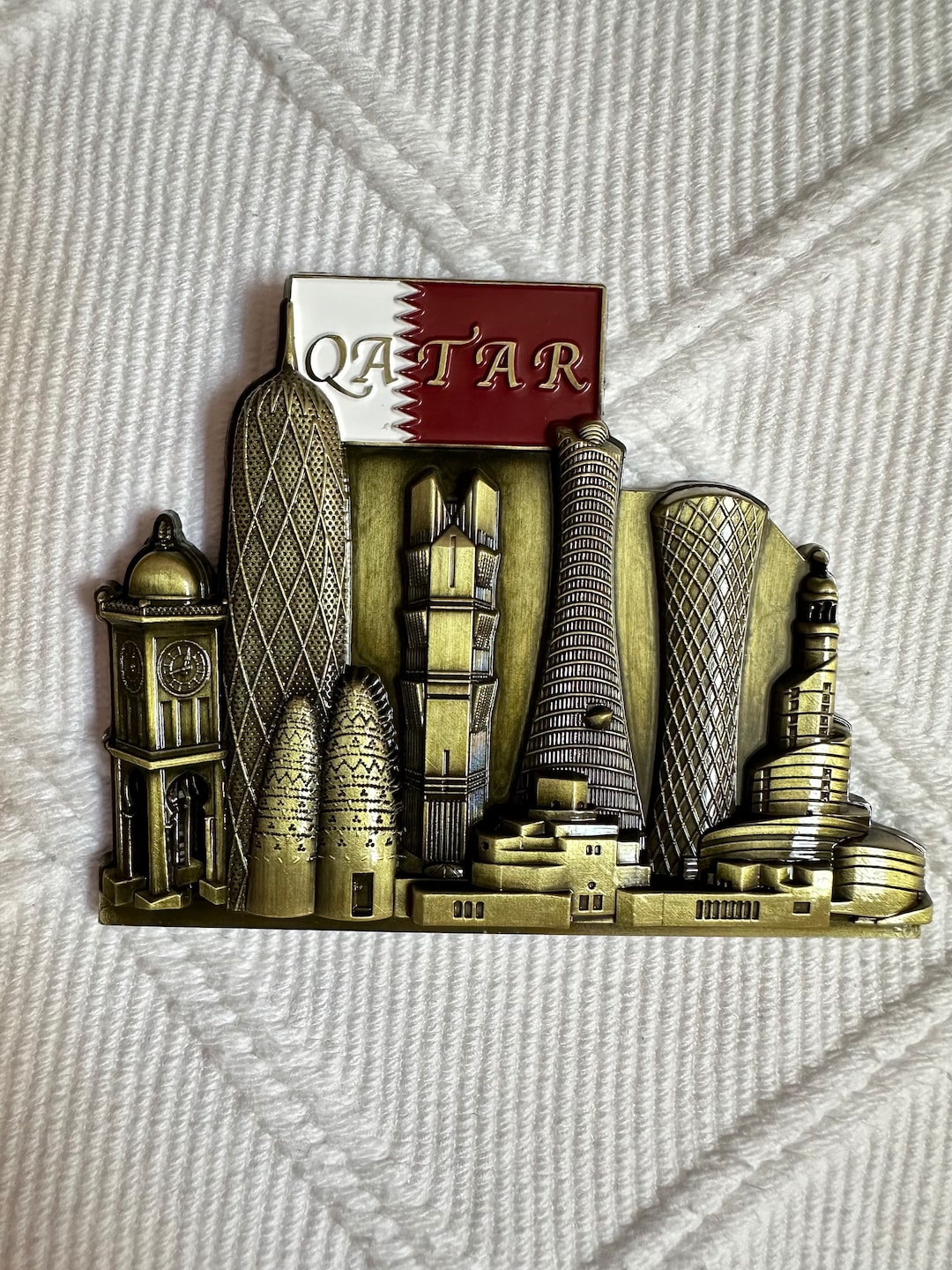DOHA QATAR Pin Magnet Doha City Skyline Copper Color Metal new No Tags ...