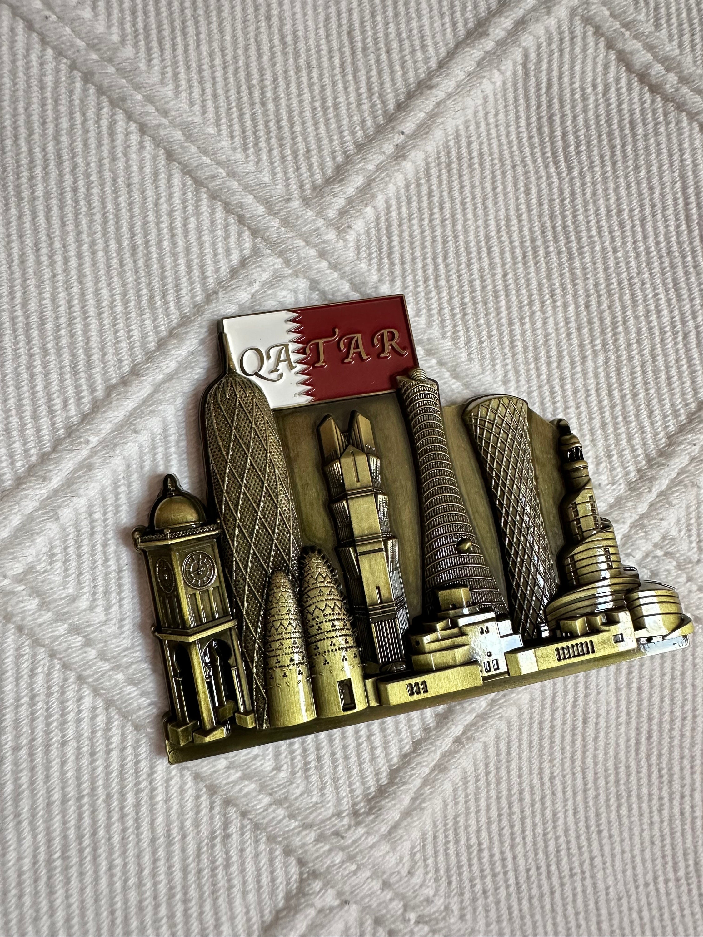 DOHA QATAR Pin Magnet Doha City Skyline Copper Color Metal new No Tags ...