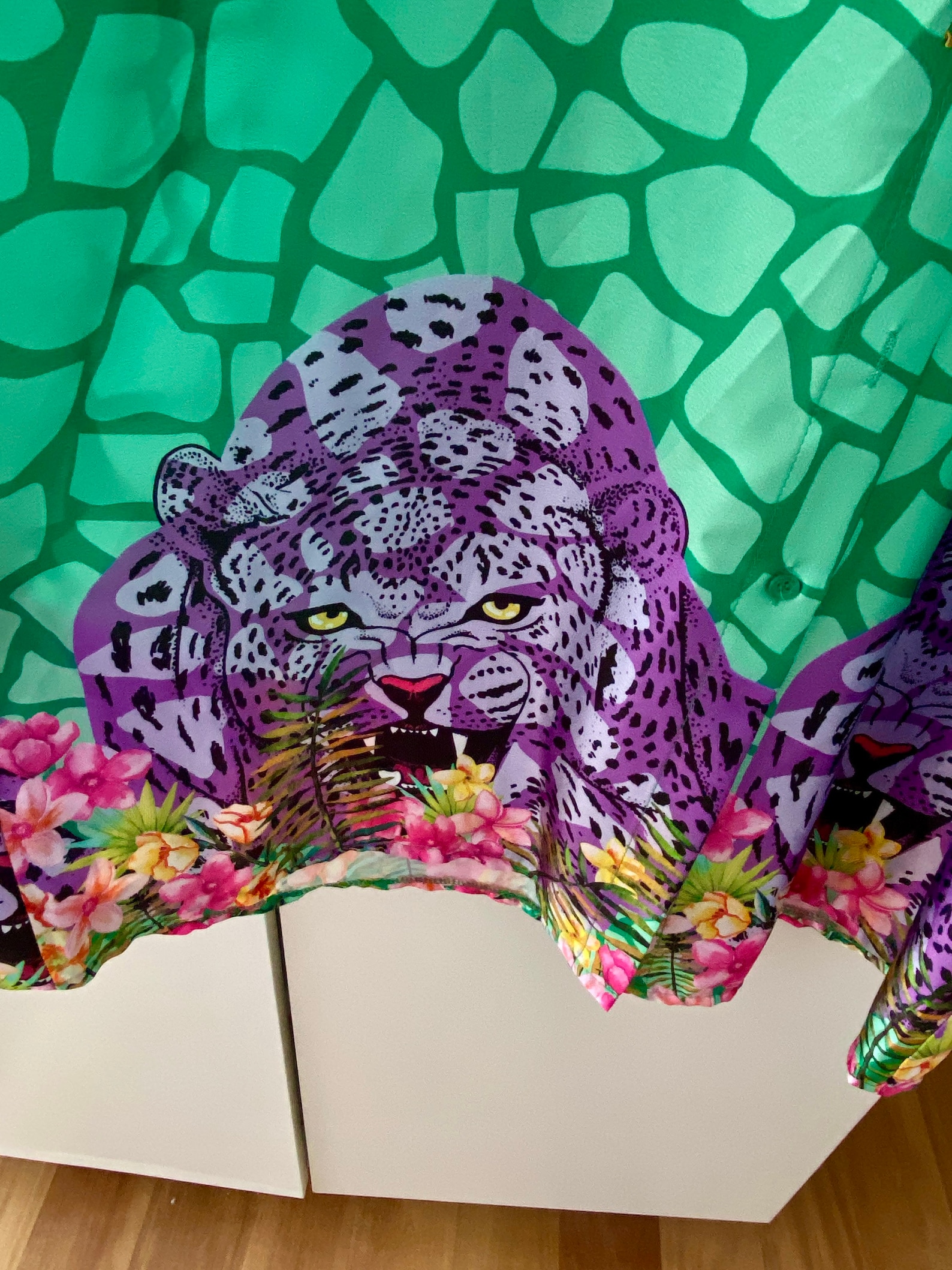 Pantera Maxi Dress Long Shirt Style Green & Purple One Size new W/tags ...