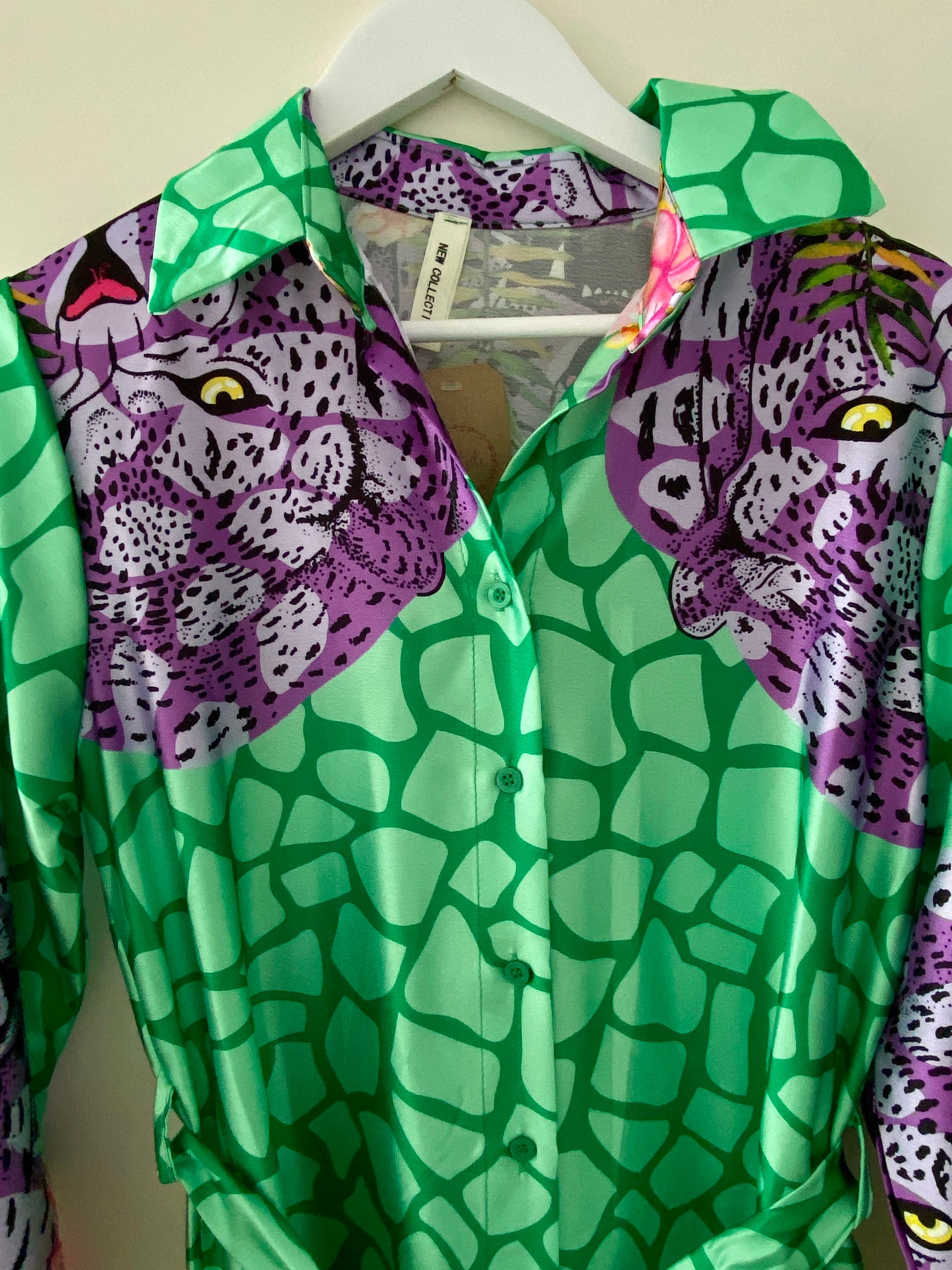 Pantera Maxi Dress Long Shirt Style Green & Purple One Size new W/tags ...