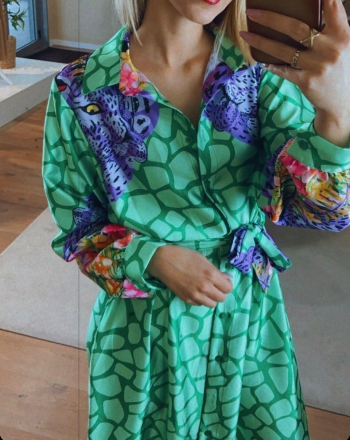 Pantera Maxi Dress Long Shirt Style Green & Purple One - Etsy
