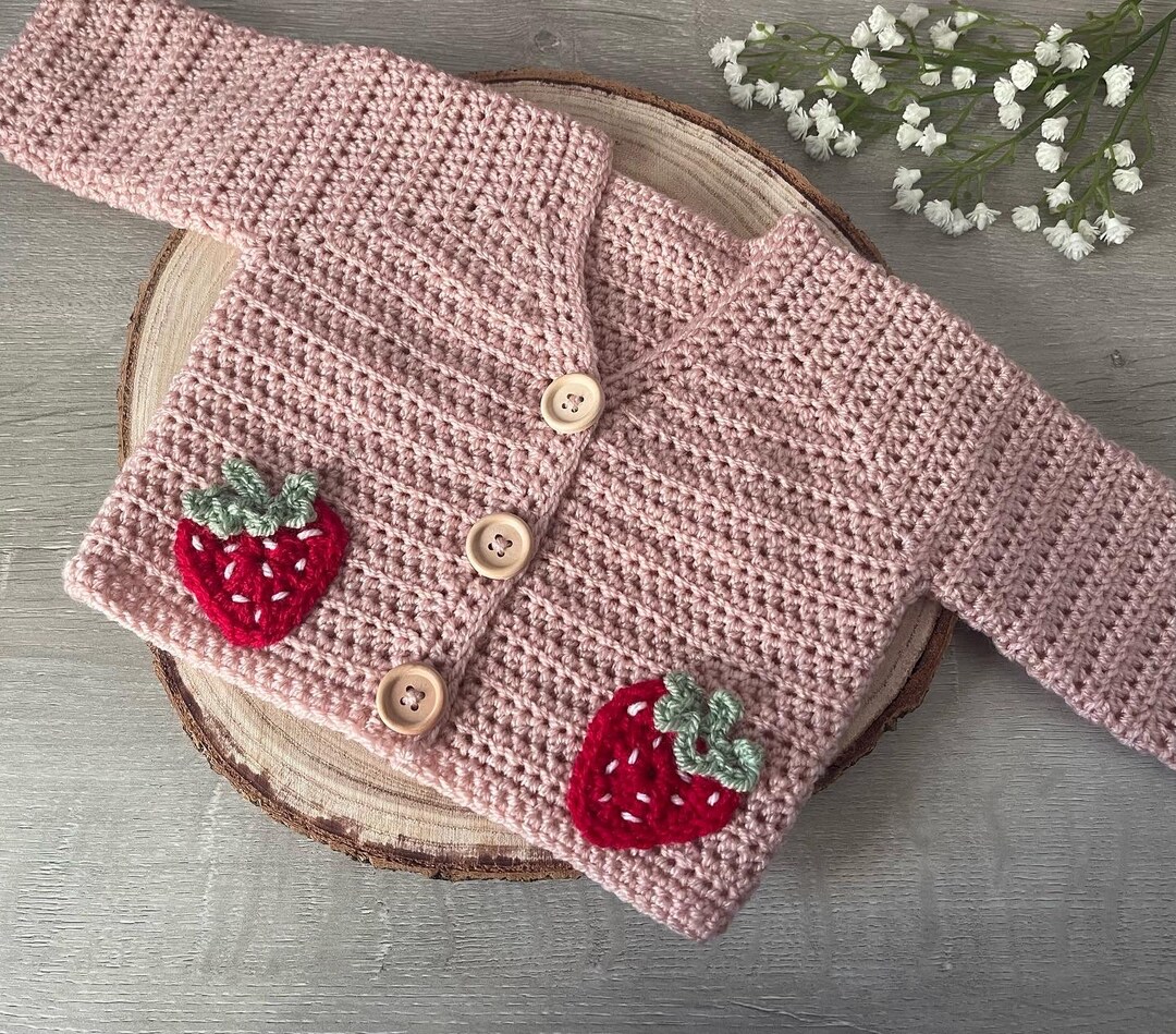 Strawberry Shortcake Crochet Cardigan, Baby Girls Crochet Cardie ...