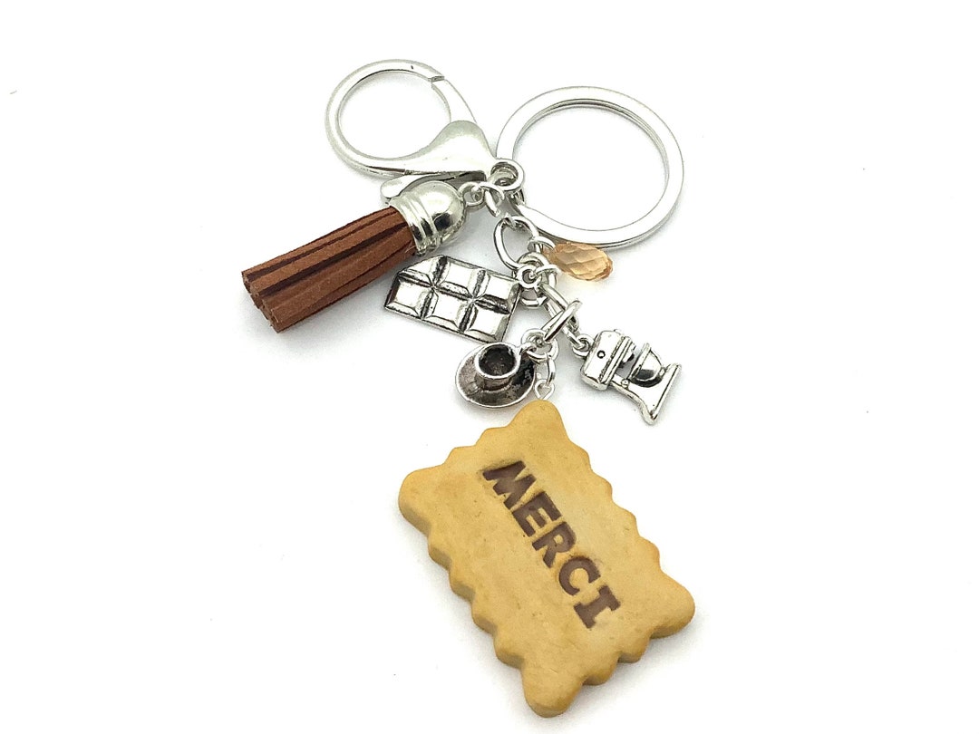 Thank You Biscuit Key Ring, Fancy Fimo Key Ring, Thank You Gift Idea ...