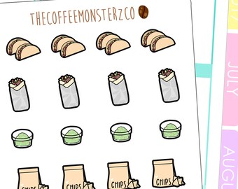 Burrito Stickers burritos-take Out Food Stickers-mexican Food Stickers ...
