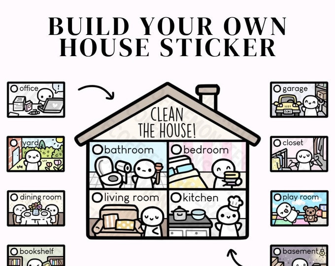 Build Your Own House Sticker Hand Drawn Planner Stickers and Bullet ...