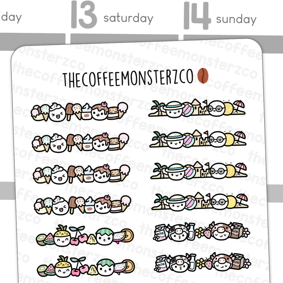 Summer Doodle Headers Hand Drawn Planner Stickers and Bullet - Etsy