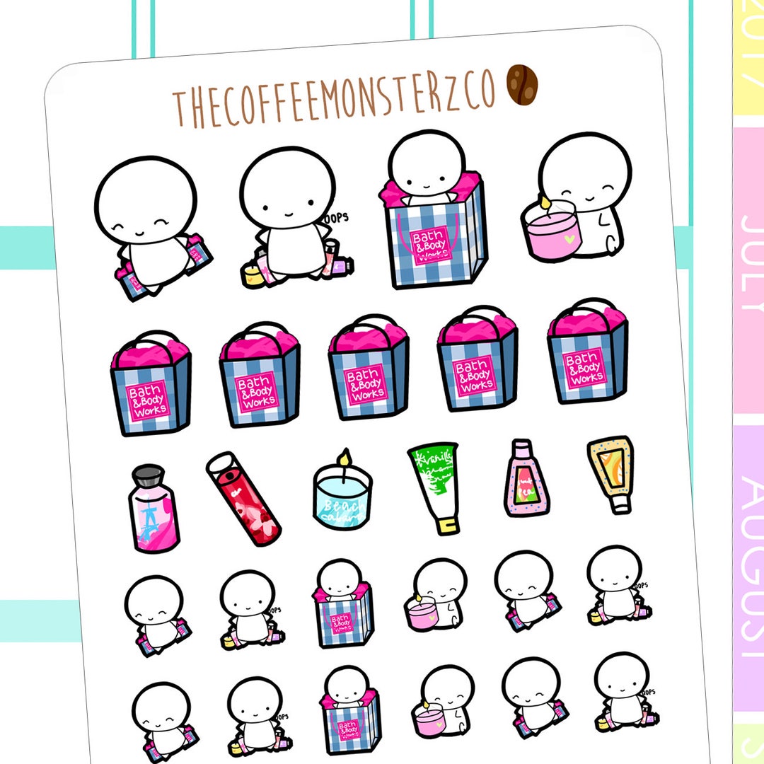 Bath and Body Works Emotis Hand Drawn Planner Stickers and Bullet ...
