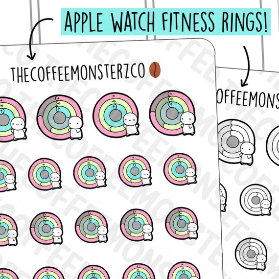 Close the Rings Apple Watch Hand Drawn Planner Stickers and - Etsy