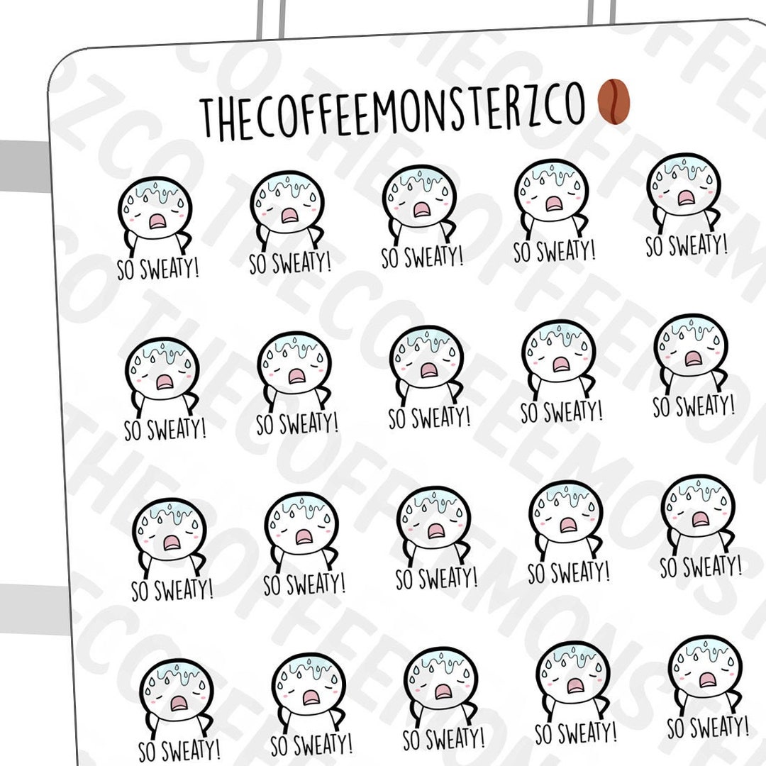 So Sweaty Emotis Hand Drawn Planner Stickers and Bullet Journal Emoti ...