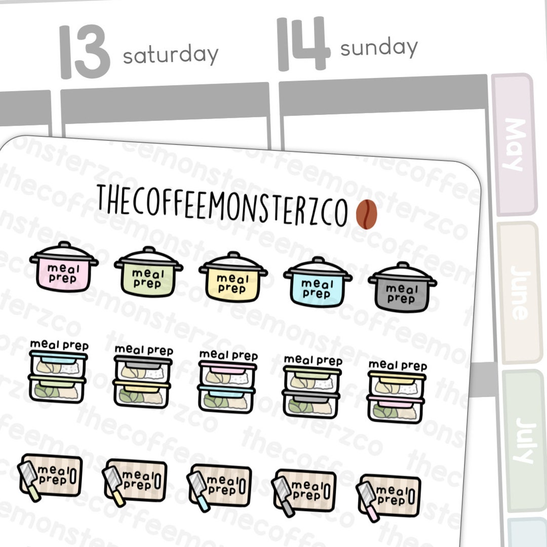 Meal Prep Doodles Hand Drawn Planner Stickers and Bullet Journal Emoti ...