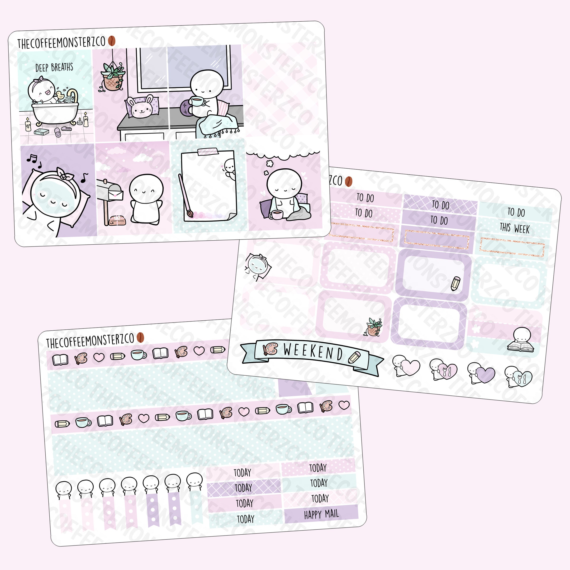 Self Care Emoti Mini Kit Hand Drawn Emoti Planner Sticker | Etsy