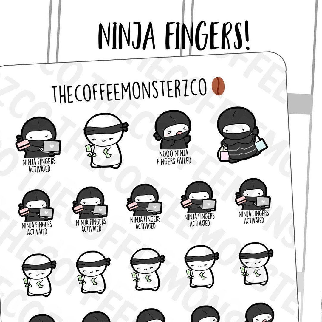 Ninja Fingers Emotis Hand Drawn Planner Stickers and - Etsy