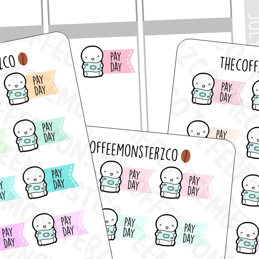 Pay Day Flag Emotis Stickers for Planners & Journals E351 - Etsy