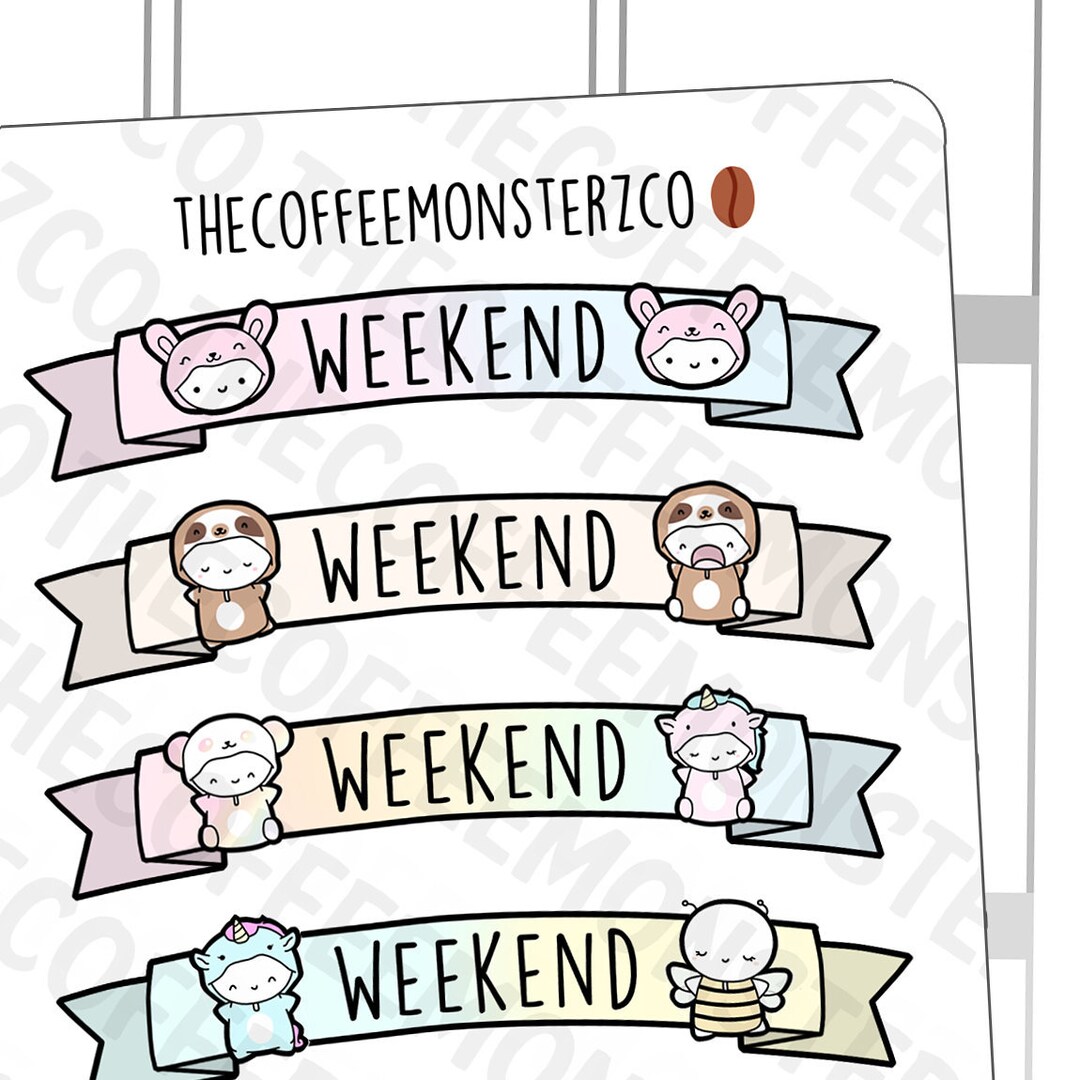 Onesie Weekend Banners Hand Drawn Planner Stickers and - Etsy