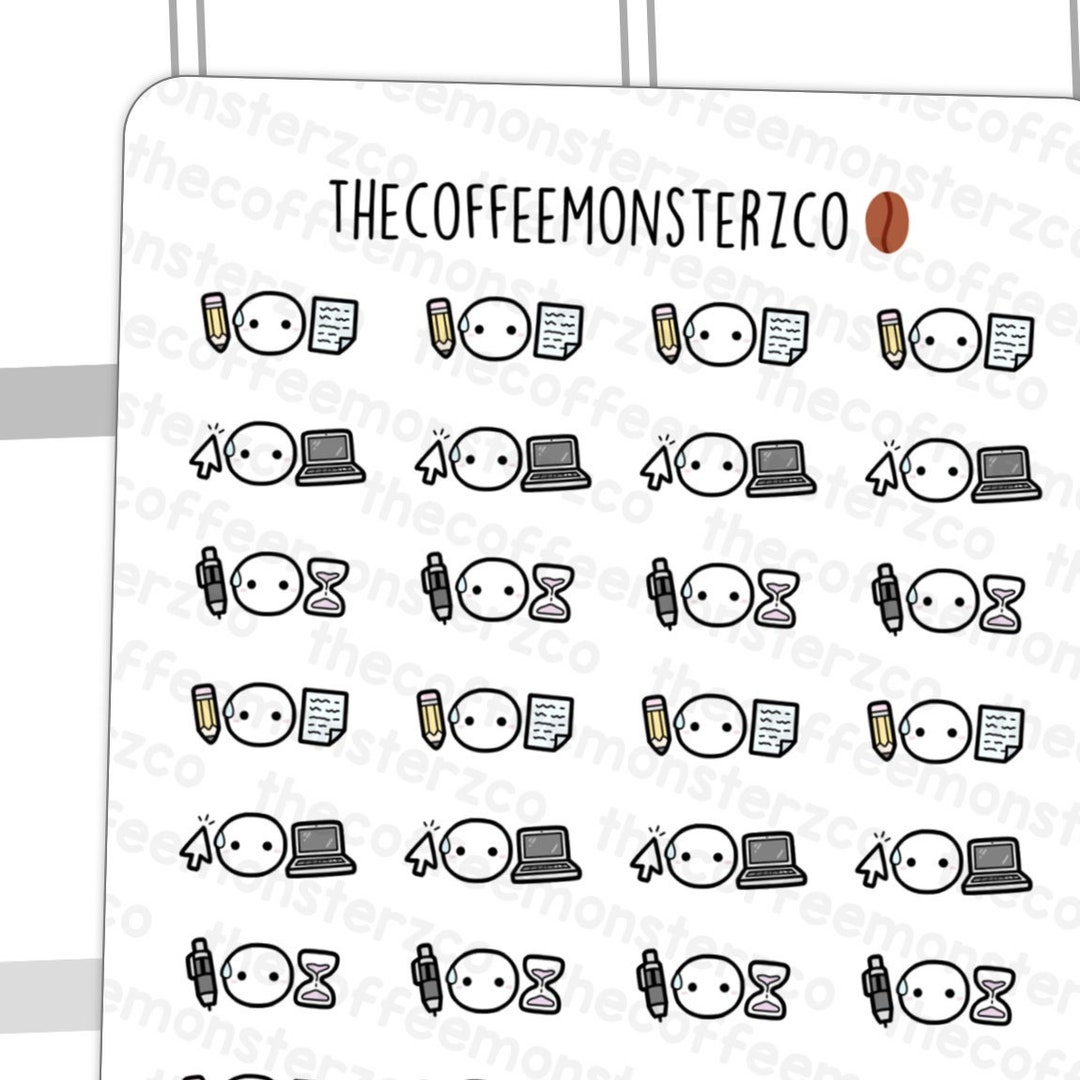 Mini School Work Doodles Hand Drawn Planner Stickers and Bullet Journal ...