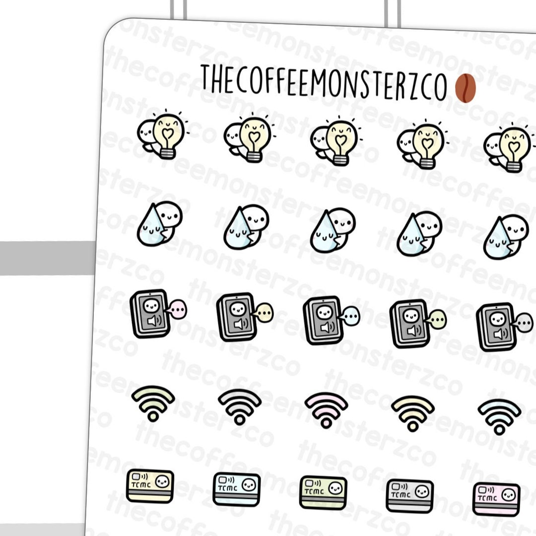 Utility Bill Doodles Hand Drawn Planner Stickers and Bullet Journal ...