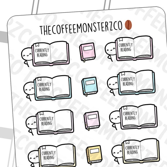 Currently Reading Emotis Hand Drawn Planner Stickers and | Etsy