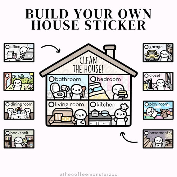 Build Your Own House Sticker Hand Drawn Planner Stickers and - Etsy
