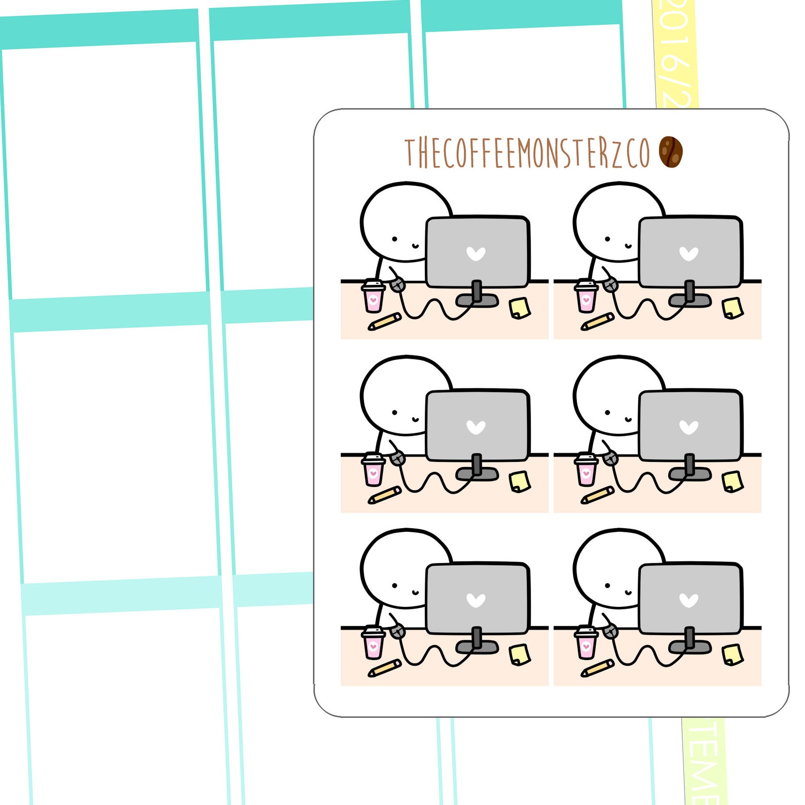 Computer Emotis Hand Drawn Emoti Stickers for Your Planner - Etsy UK