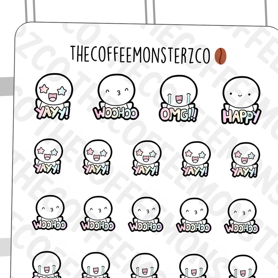 So Dang Excited Emotis Hand Drawn Planner Stickers and Bullet Journal ...