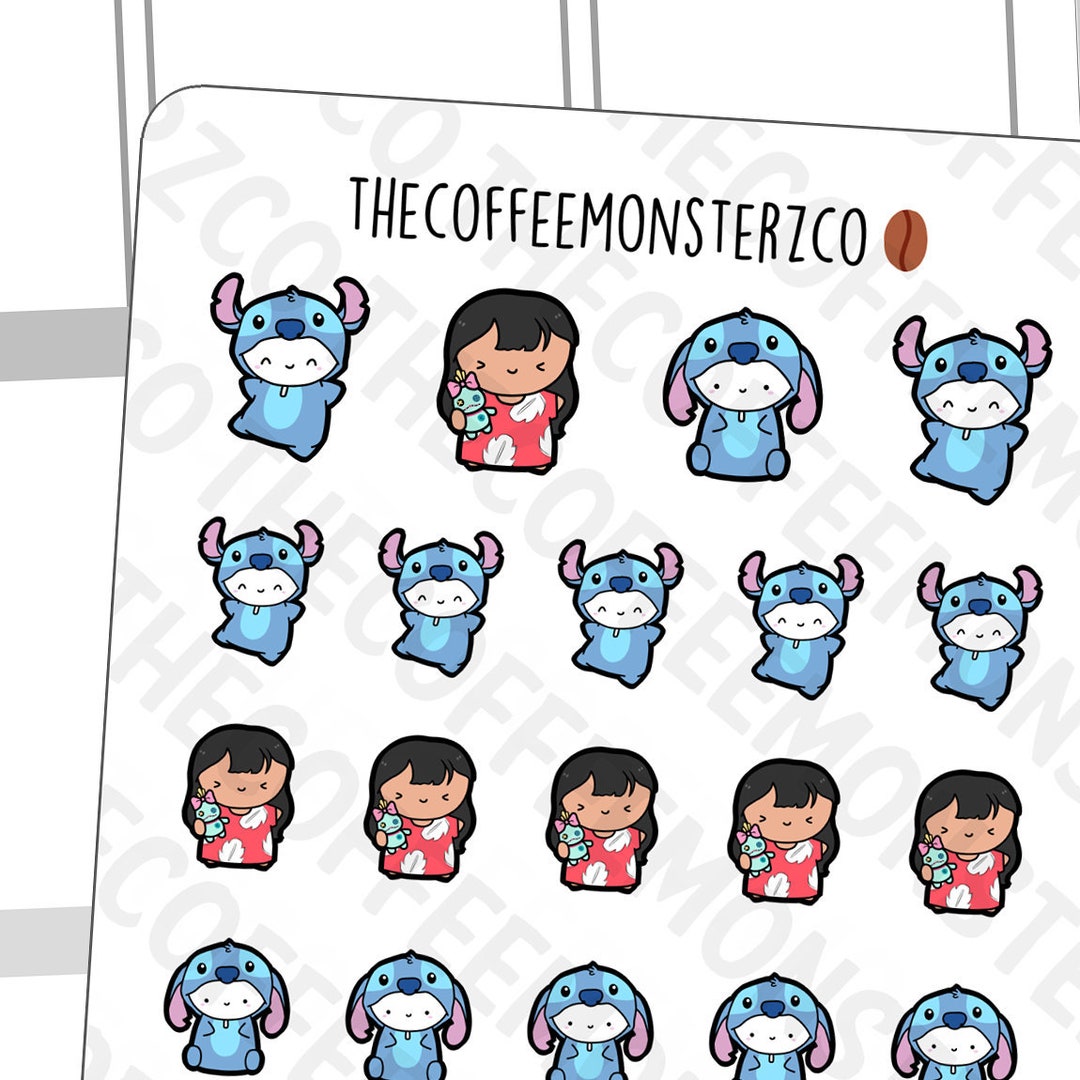 Stitch and Friends Sampler 1 Hand Drawn Planner Stickers and Bullet ...